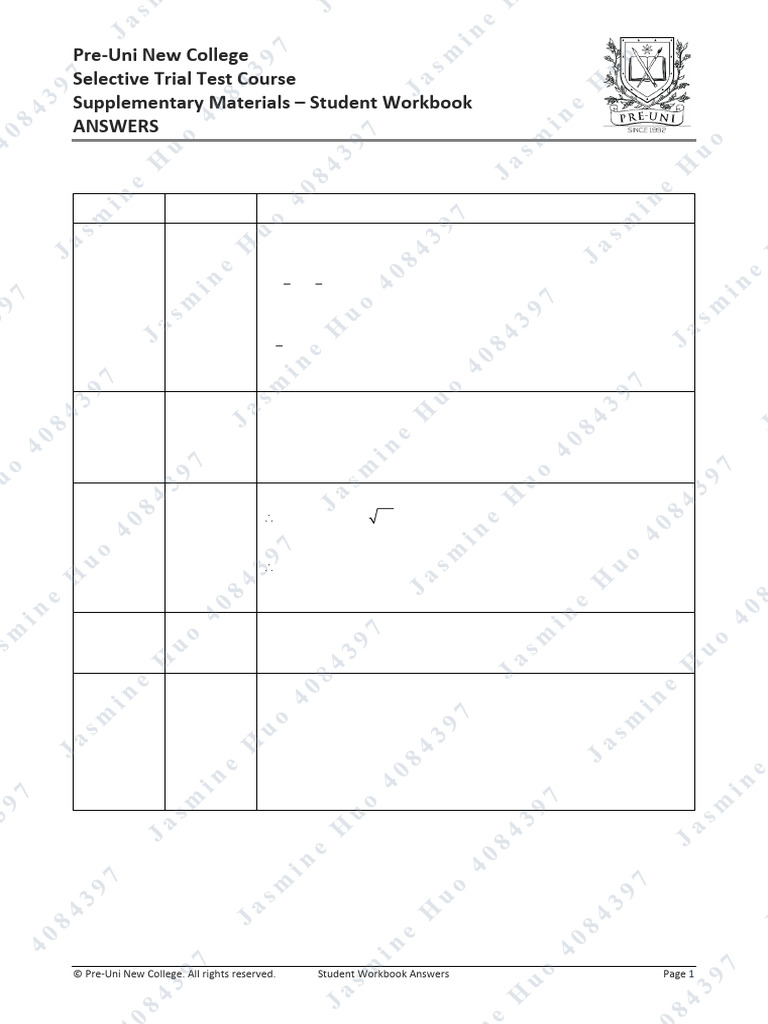 20244selective Trial Test CourseGrade5Week14Workbook-AnswerCommon | PDF ...