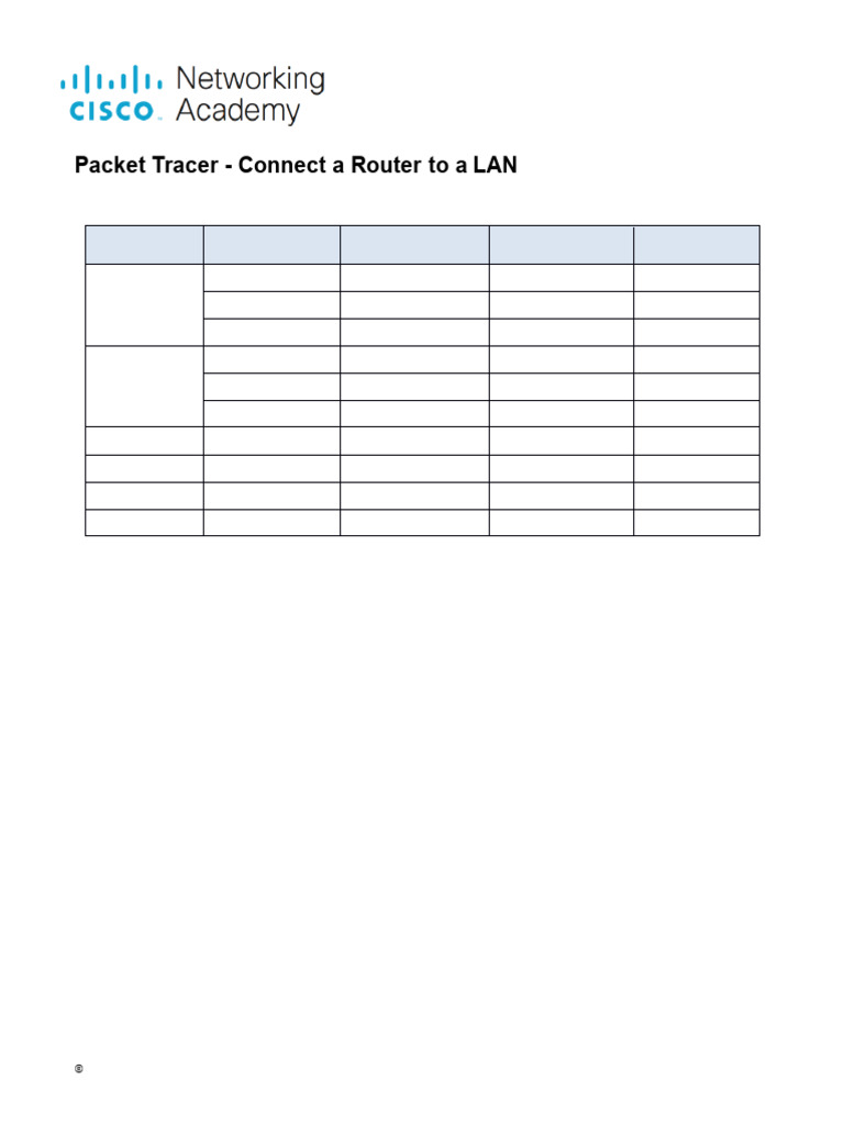 10.3.4 Packet Tracer - Connect A Router To A Lan | PDF | Router (Computing) | Routing