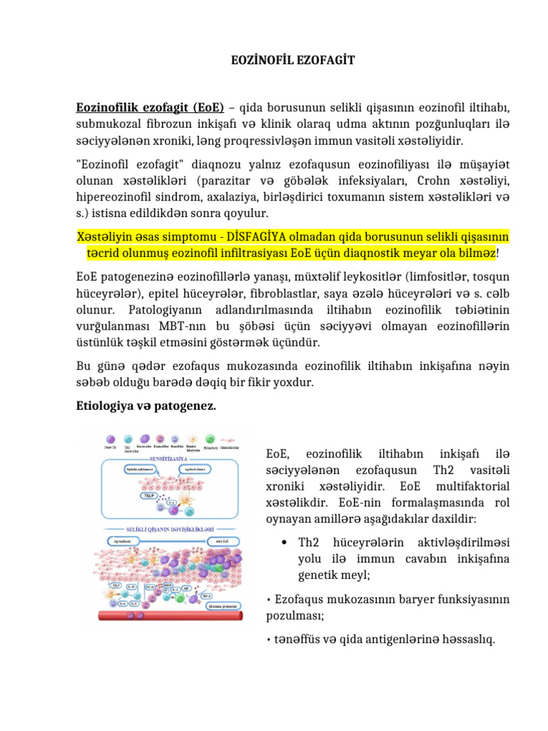 Eozi̇nofi̇l Ezofagi̇t | PDF