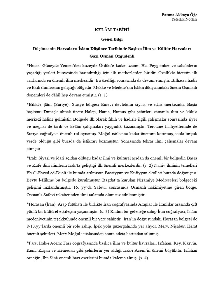 Kelâm Tarihi-Yeterlik | PDF