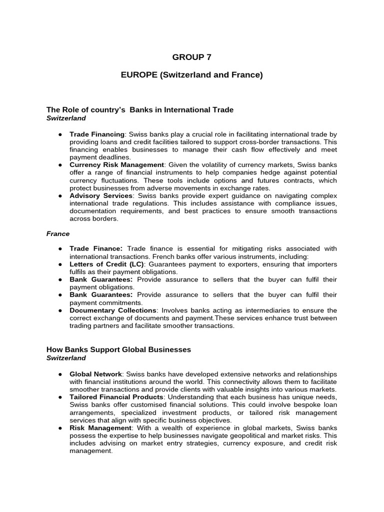 GROUP7-Europe-Switzerland-France 2 | PDF | Banks | Foreign Exchange Market