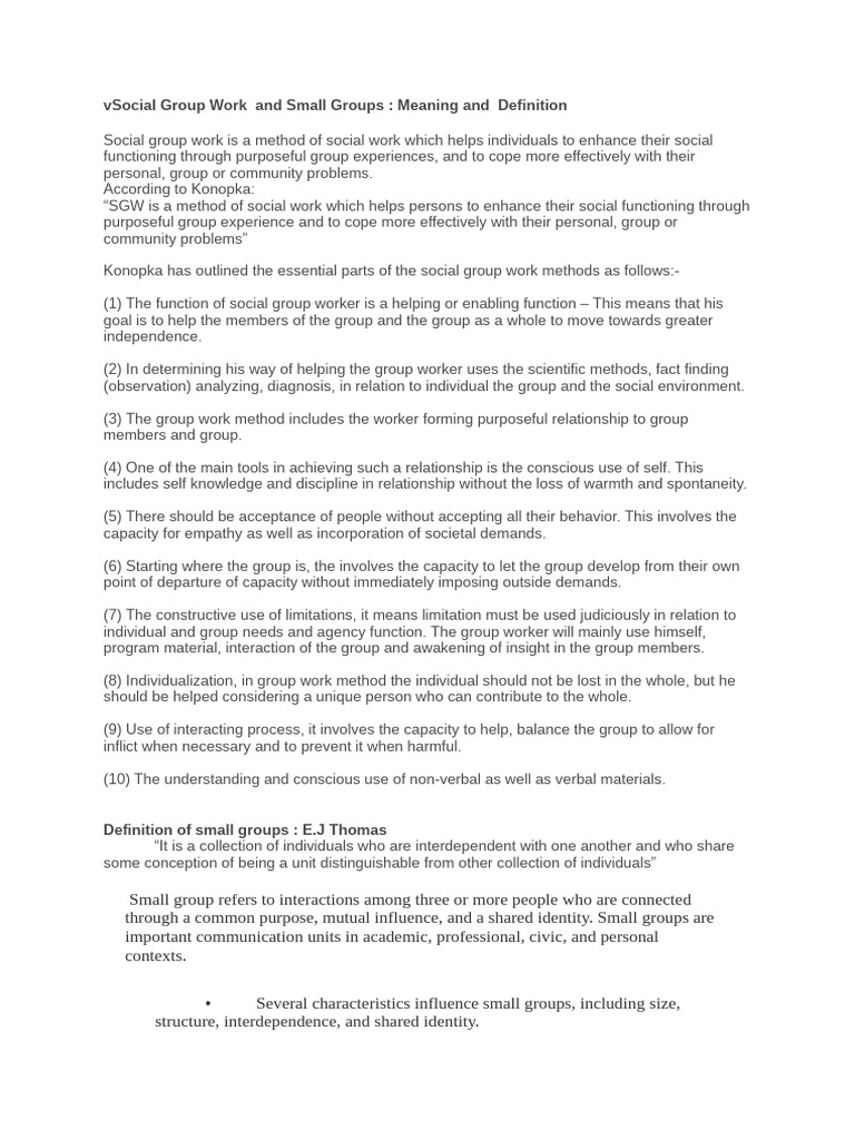 Definition GW and Small Groups WWG Unit 1 | PDF | Identity (Social ...