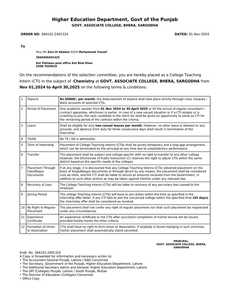 91230-Zain Ul Abdeen-Offer - Letter | PDF | Justice | Crime & Violence