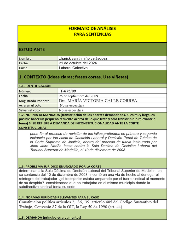 Sentencia C Formato | PDF | Sentencia (ley) | Caso de ley