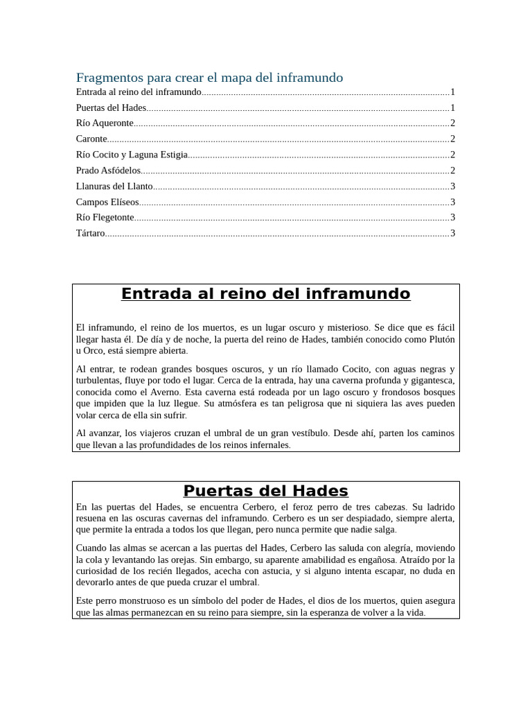 Fragmentos para Crear El Mapa Del Inframundo | PDF | Inframundo griego ...