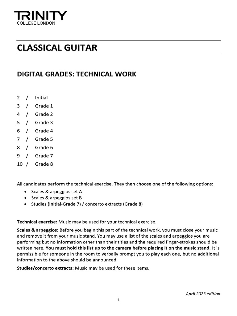 Trinity Guitar Syllabus | PDF