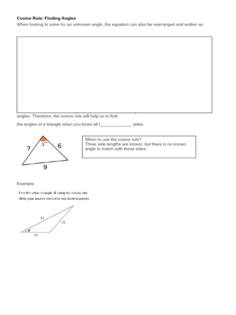 8.06 Cosine Rule - Finding Angles | PDF | Teaching Methods & Materials ...