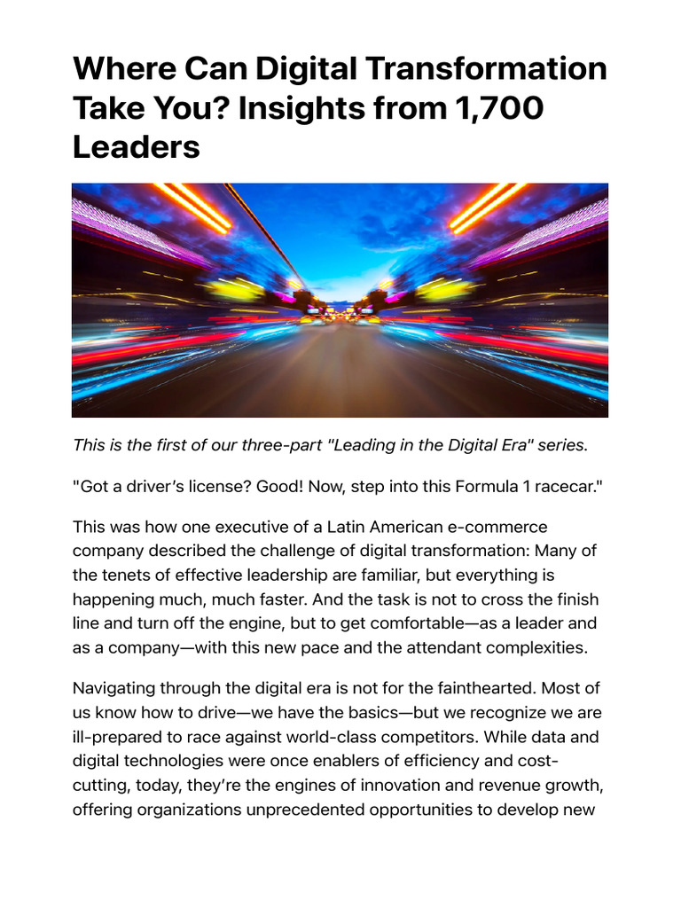 Digital Transformation Insights for Leaders | PDF | Experiment ...