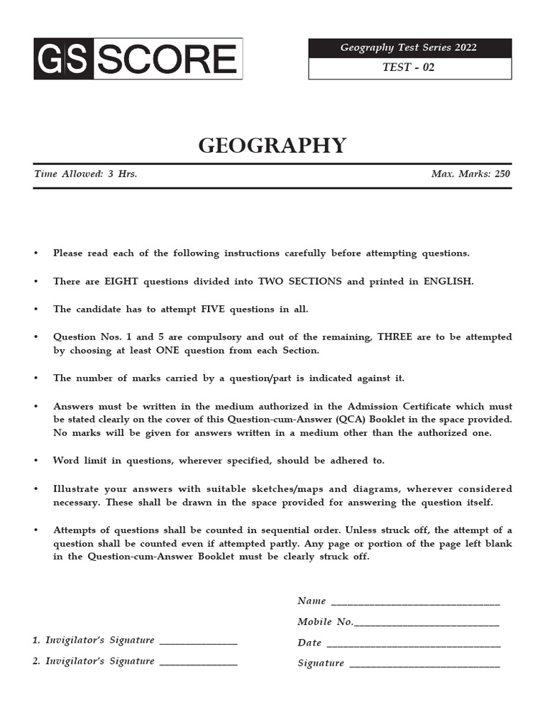 Booklet Geography 2022 | PDF | Geomorphology | Hydrology