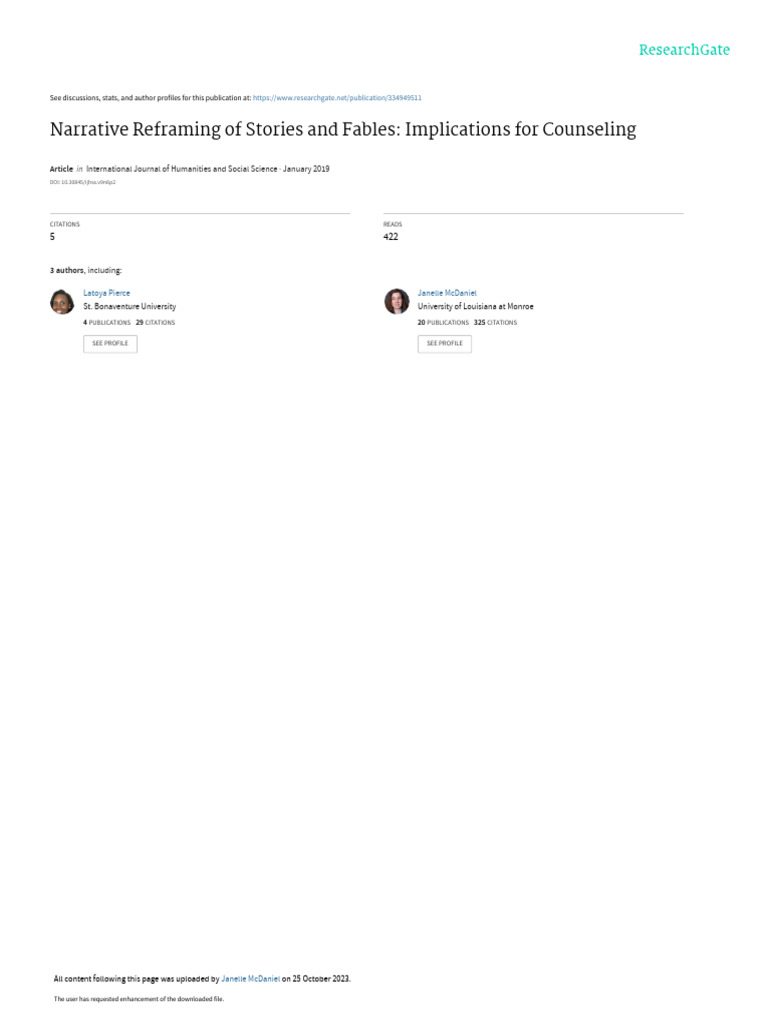 Narrative Reframing of Stories and Fables Implicat | PDF ...