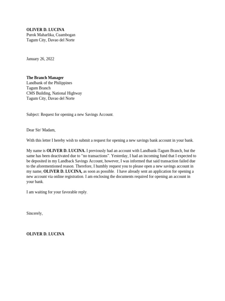 Lbp-Request For New Account | PDF