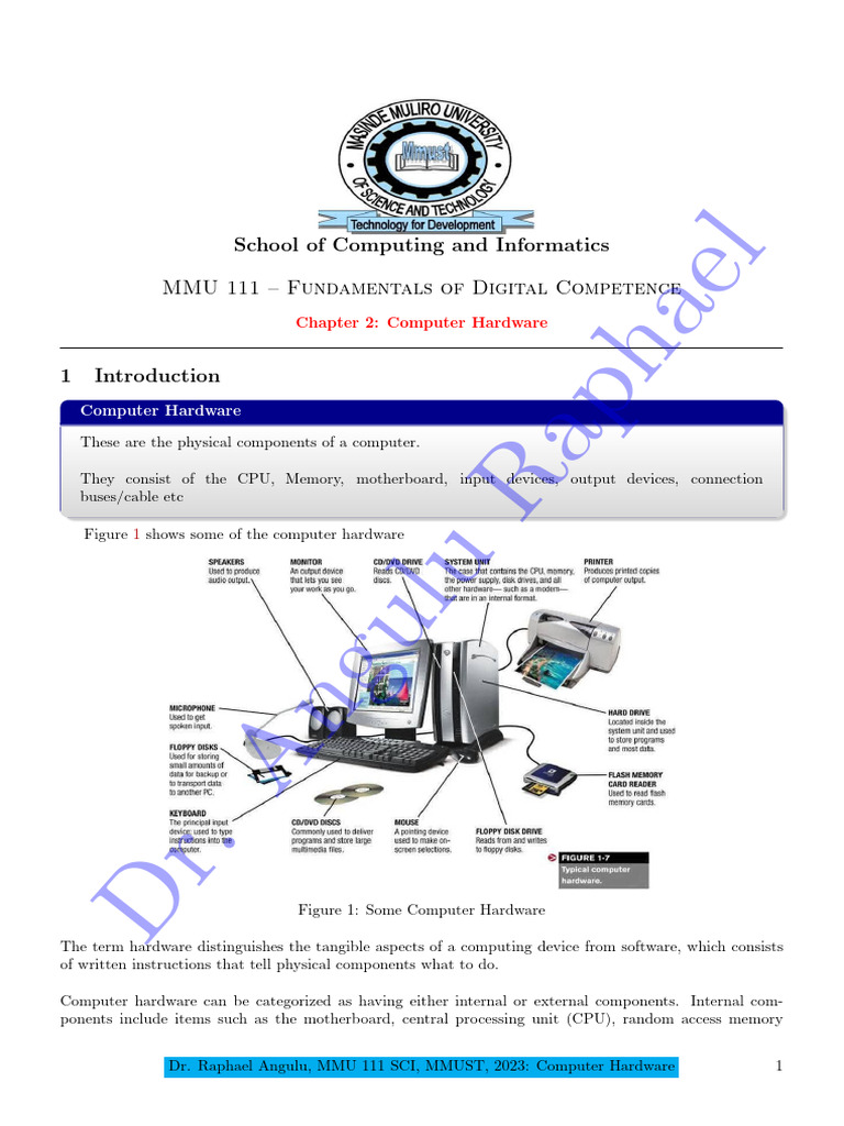 Chapter 2 Computer Hardware-1 | PDF | Computer Data Storage | Random Access Memory