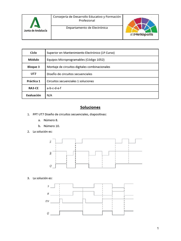 TEMA 7. - Ejercicios Biestables Soluciones | PDF | Electrónica ...
