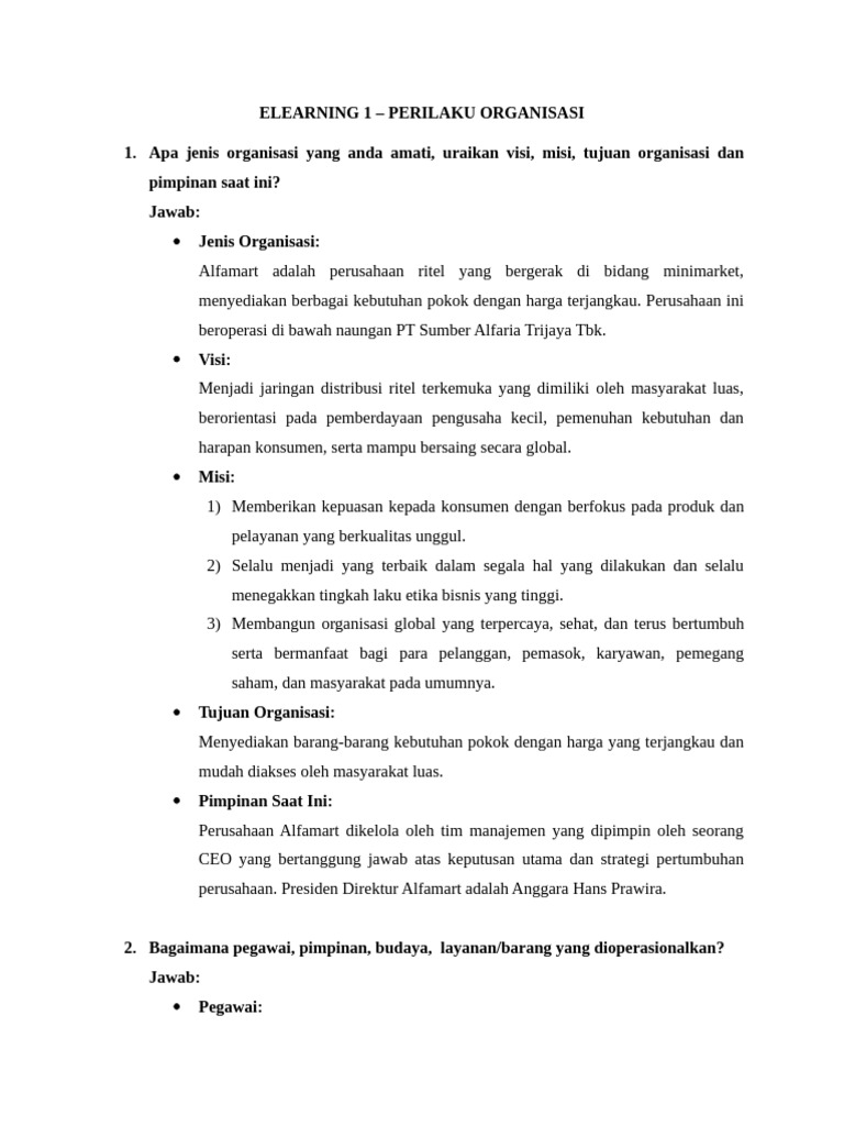 Elearning 1 - Perilaku Organisasi | PDF