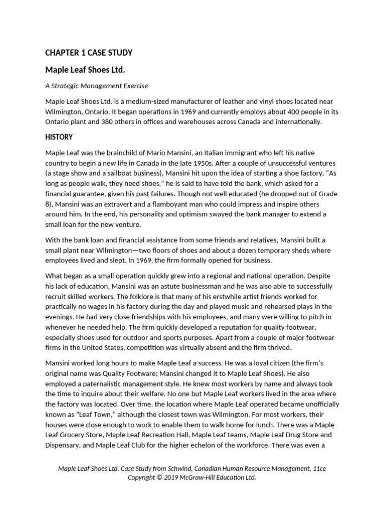 Chapter 1 Maple Leaf Case Study | PDF | Human Resource Management | Indonesian Rupiah