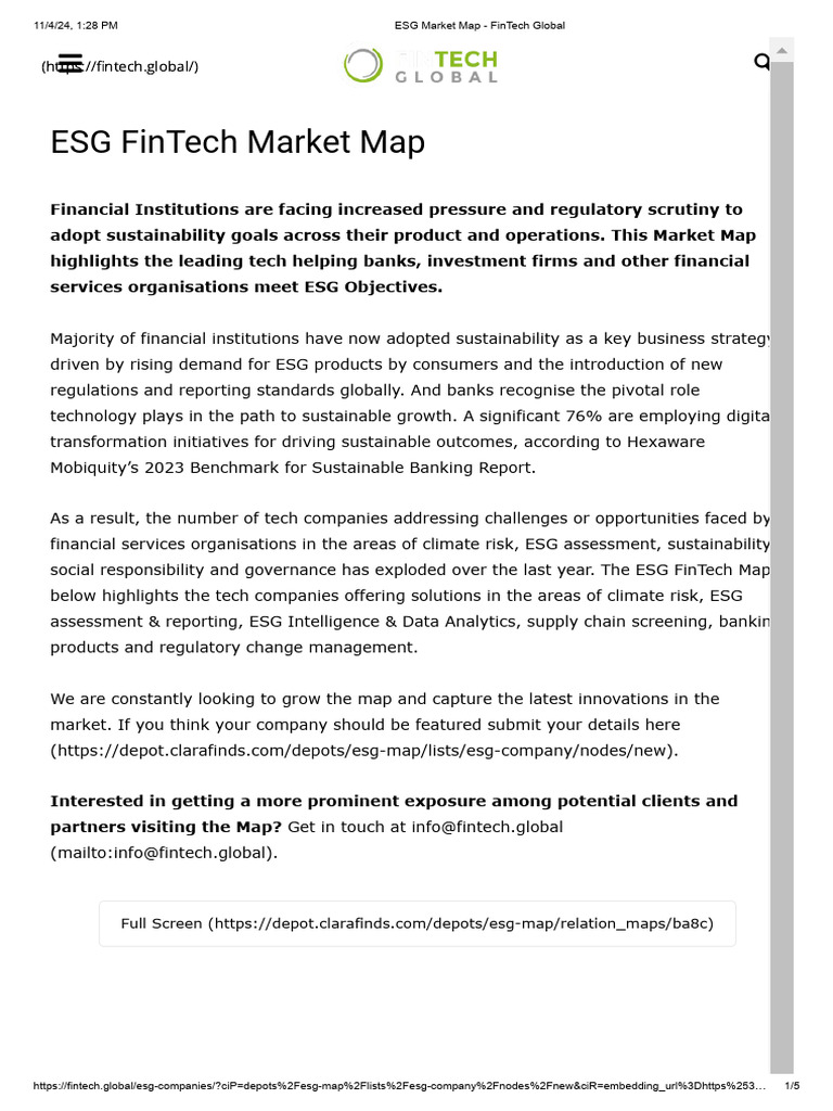 ESG Market Map - FinTech Global | PDF | Economies | Business