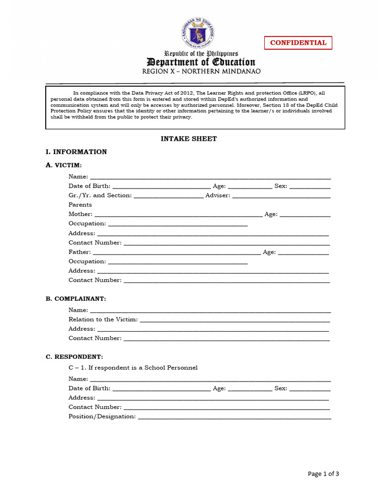 Copy of Intake Sheet | PDF | Human Rights | Justice
