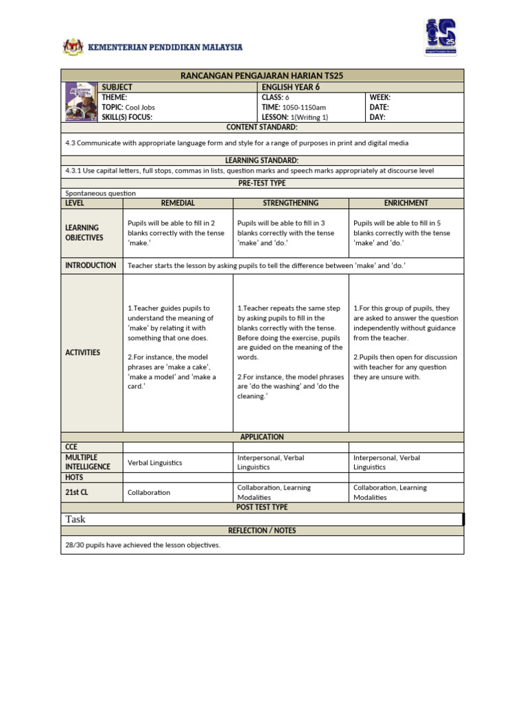 RPH Cup-Bi Y6 (Tapak) 30.6.22 | PDF | Question | Learning