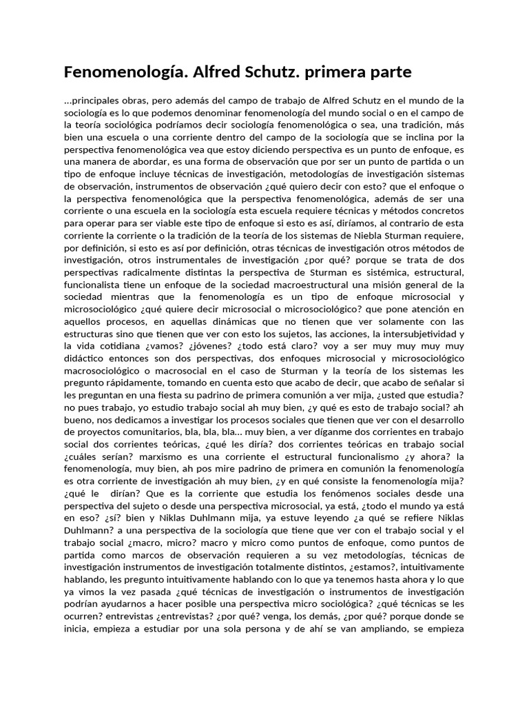 fenomenología Alfred Schutz primera parte | PDF | Sociología | Edmund ...