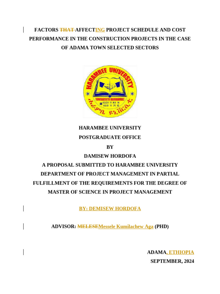 Demisew Hordofa - First Draft Proposal - Commented | PDF | Sampling (Statistics) | Qualitative ...