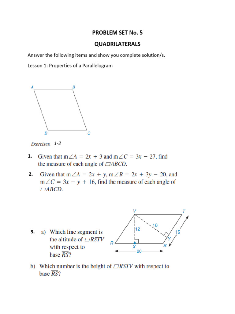 Module-5_PROBLEM-SET_Quadrilaterals | PDF