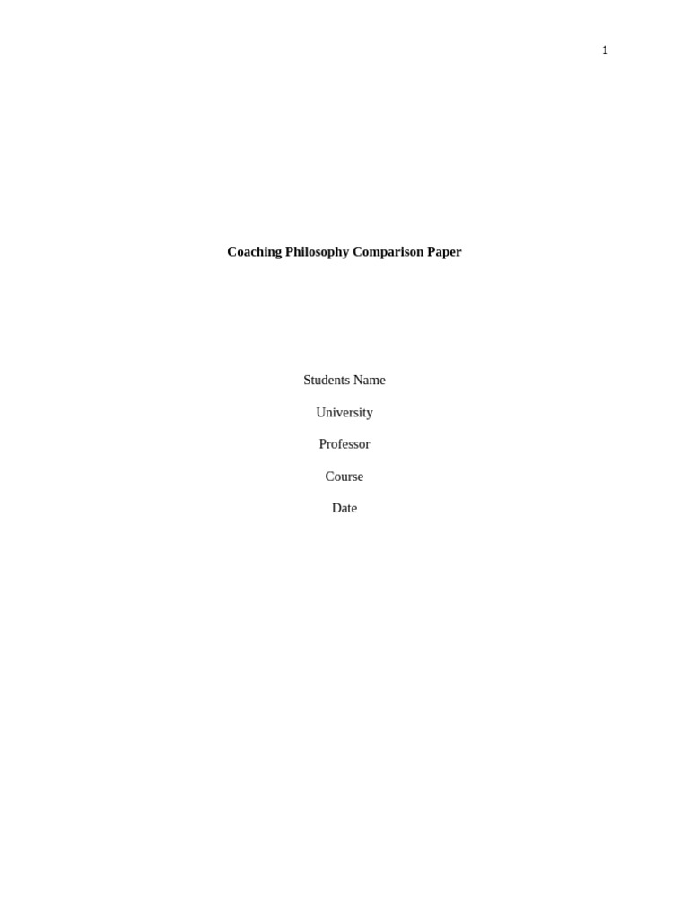 Coaching Philosophy Comparison Paper | PDF | Liberal Arts Education