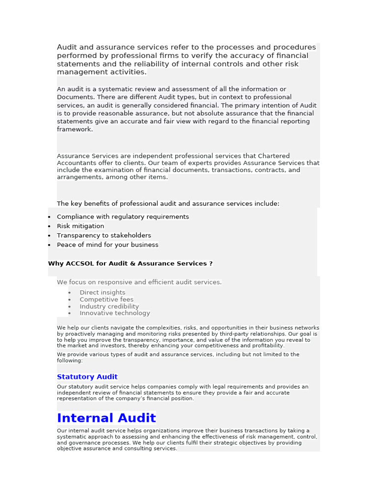 Audit& Assurance | PDF | Audit | Internal Control