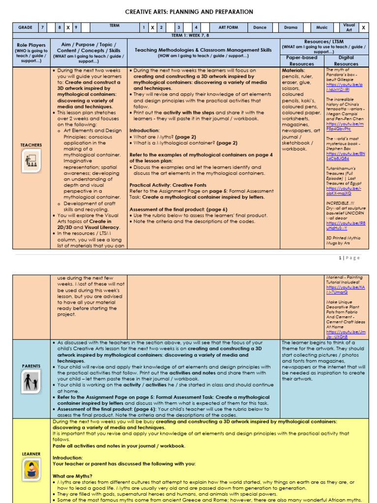 Grade 8 Mythological Container Project | PDF | Rubric (Academic ...