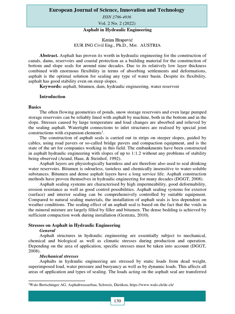 Asphalt_in_Hydraulic_Engineering | PDF | Stress (Mechanics) | Water