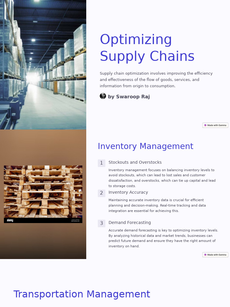 Optimizing Supply Chains | PDF | Logistics | Warehouse