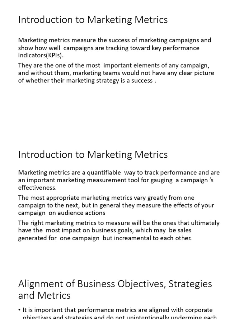 Introduction to Marketing Metrics | PDF | Brand | Marketing
