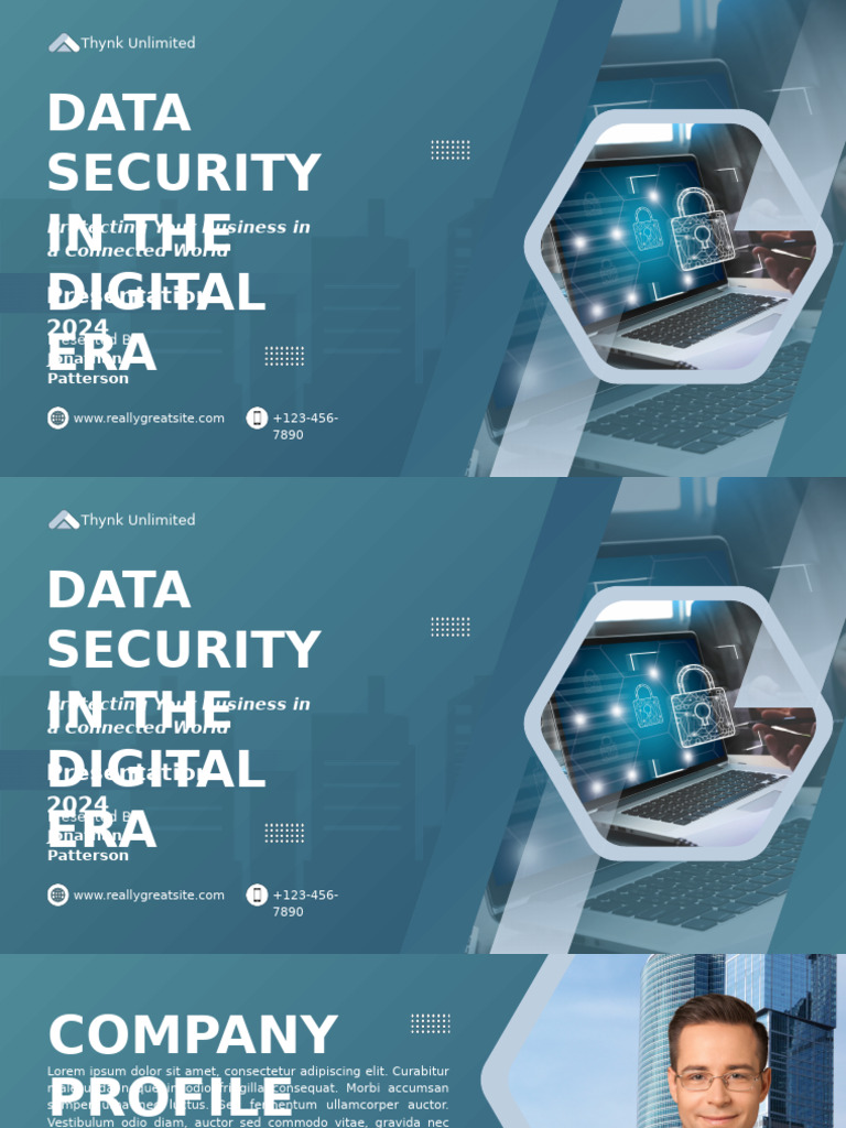 Blue And Dark Blue Modern Data Security In The Digital Era Presentation Pdf Security