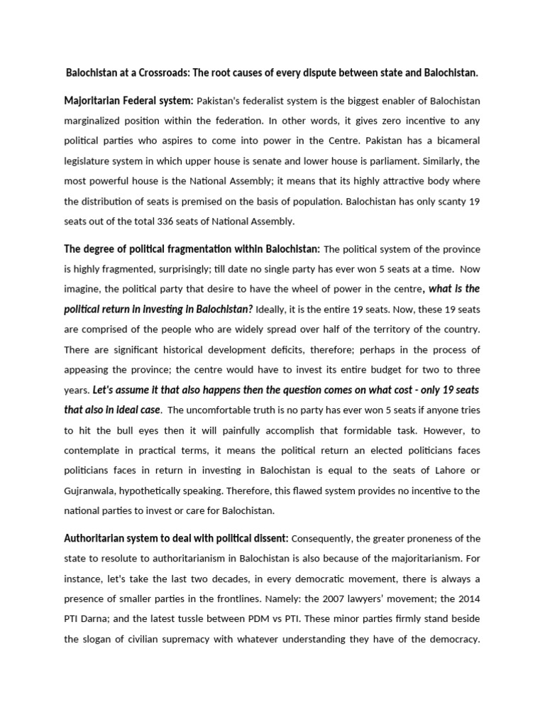 Balochistan at a Crossroads | PDF | Political Science | Government