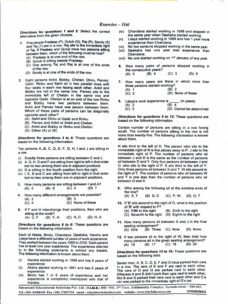 Linear and Parallel Seating Arrangements | PDF