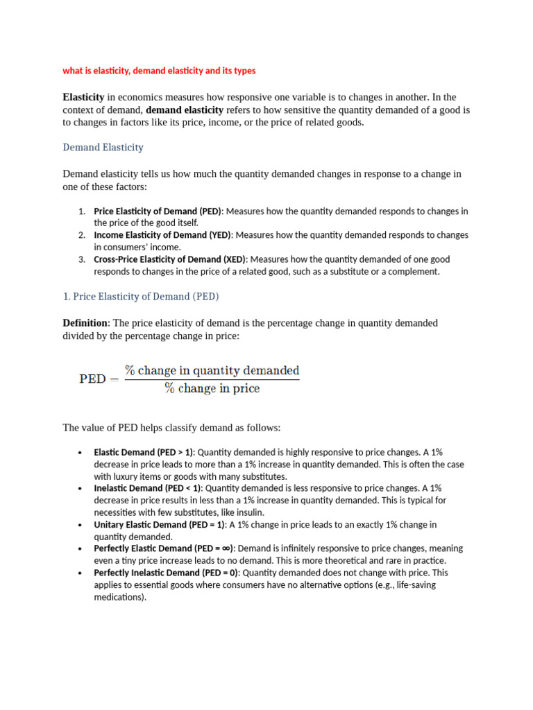What Is Elasticity, Demand Elasticity and Its Types | PDF | Elasticity ...