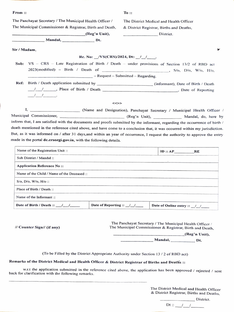 DMHO Form For Late Death | PDF | Justice | Crime & Violence