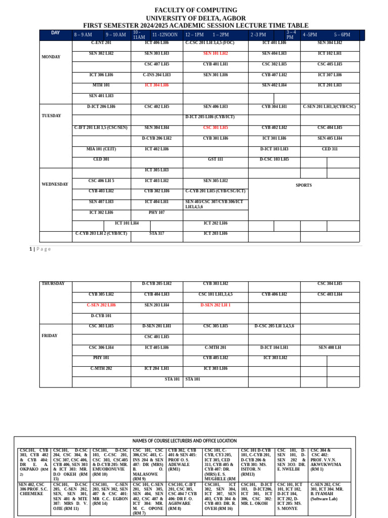 FOC lecture time CURRENT 2024_2025 | PDF