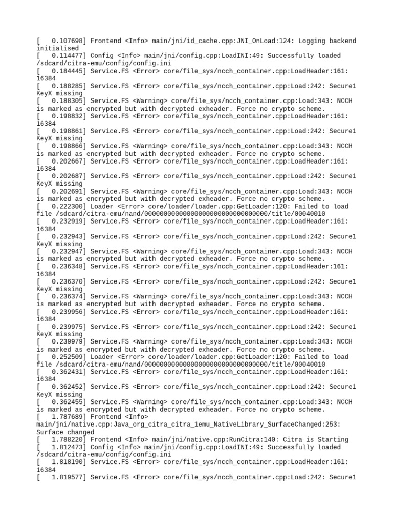 Citra Emulator Error Log Analysis | PDF | Encryption | Software