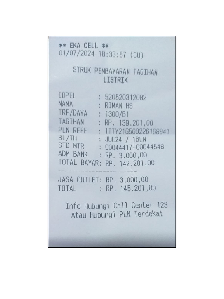 Contoh Surat Pernyataan Rekening Listrik | PDF