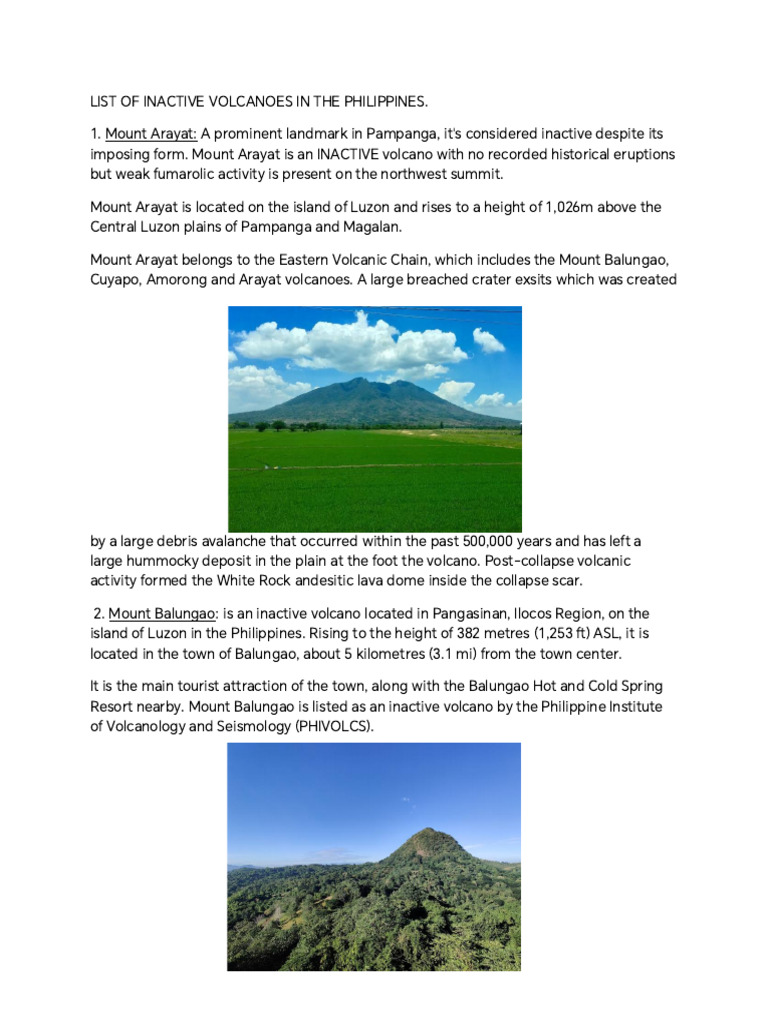 List of Inactive Volcanoes Derek-Wps Office | PDF | Volcano | Volcanic ...