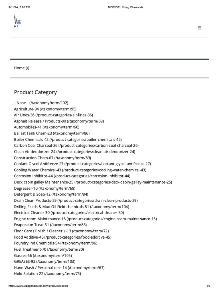 BIOCIDE - Vizag Chemicals | PDF | Disinfectant | Water