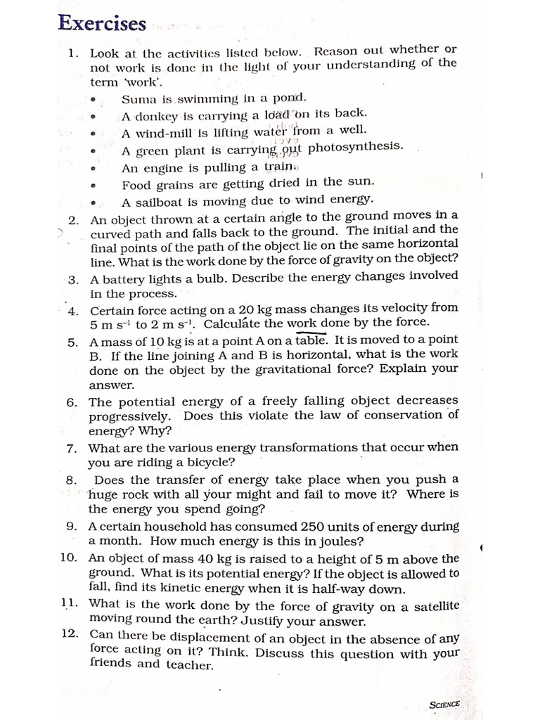 Work and Energy - Physics | PDF | Force | Mass