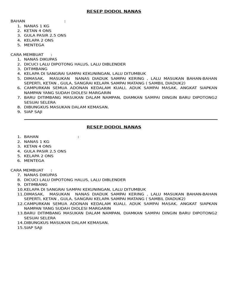 Resep Dodol Nanas | PDF