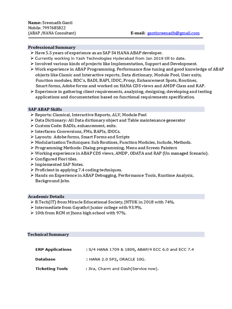 Sreenadh_Resume 1 | PDF | Computing | Software Engineering