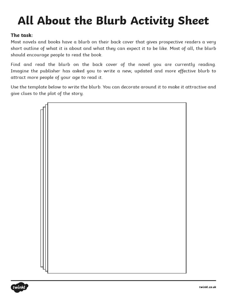 Roi2 e 39 All About The Blurb Activity Sheet Ver 2 | PDF