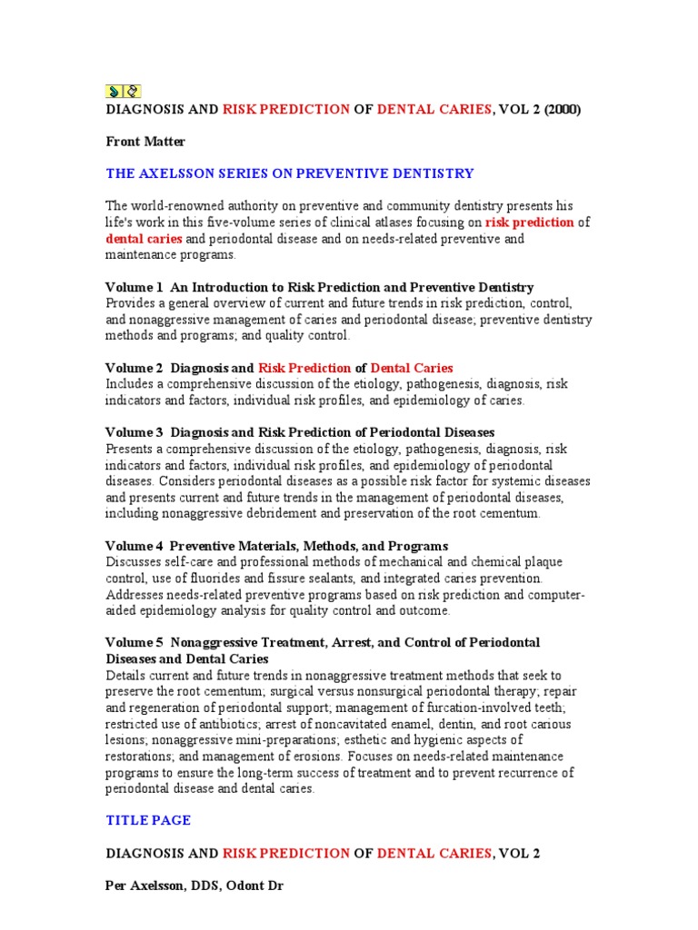 Diagnosis and Risk Prediction of Dental Caries | PDF