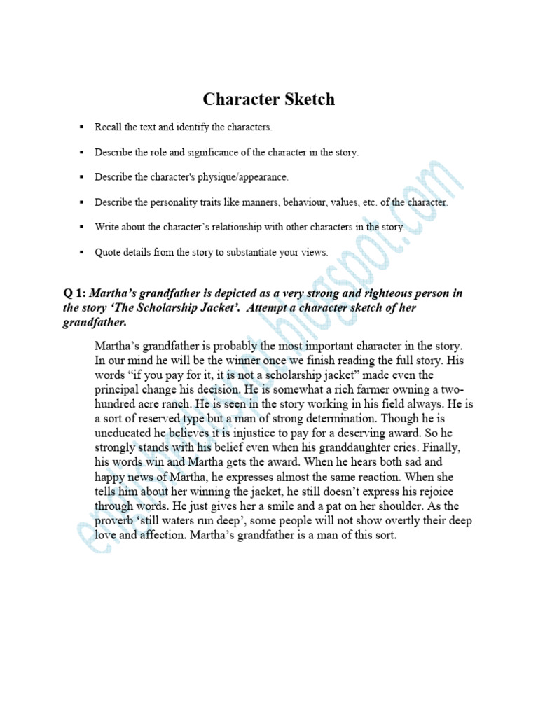 Character Sketch Writing Guide | PDF