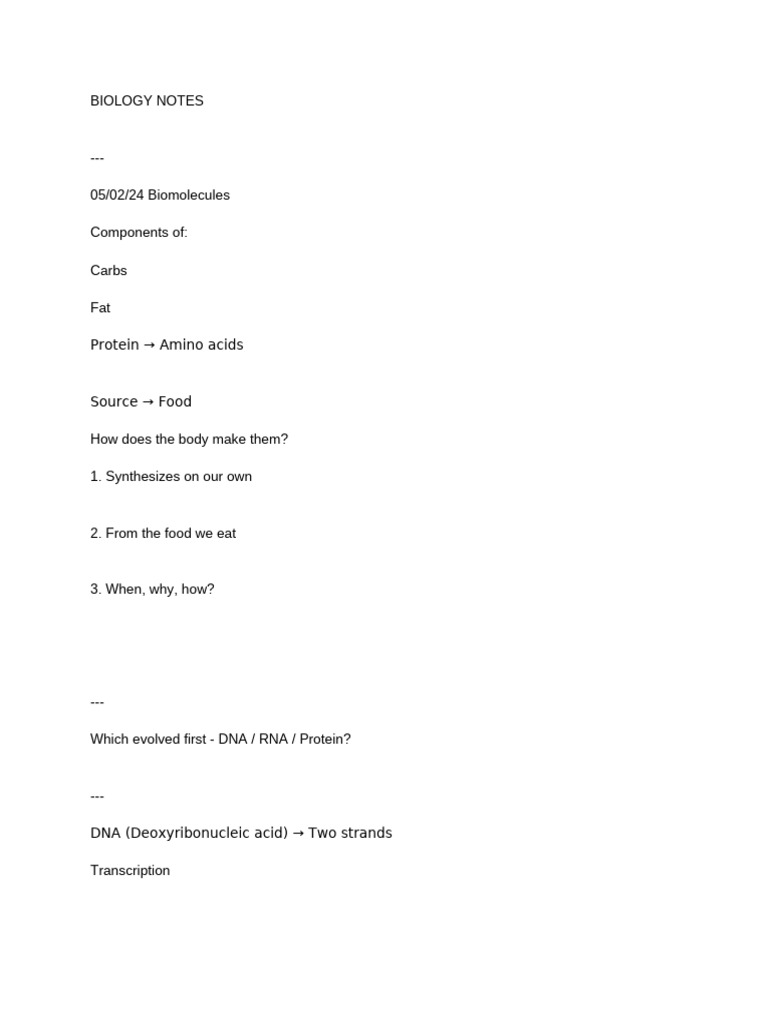 BIO NOTES 1 | PDF