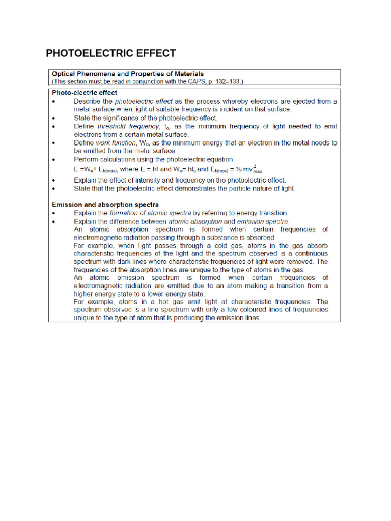 PHOTOELECTRIC EFFECT | PDF | Photoelectric Effect | Radiation