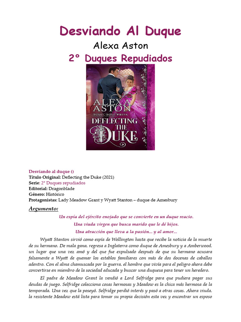 Deflecting The Duke (Dukes Done Wrong 2) - Alexa Aston | PDF